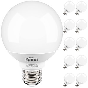 Honesorn 10 Pack G25 LED Globe Light Bulbs, 60 Watt Equivalent, 5000K Daylight Bathroom Light Bulbs E26 Base, Vanity Light Bulbs for Bathroom, Round Bulb Over Mirror, 120V CRI85+ 500LM Non-dimmable