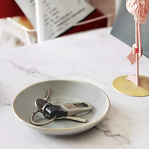 4.75" Ceramic Jewelry Tray, Small Ring Dish Holder Trinket Tray, Catch All Trays for Ring Earring Necklace Key, Christmas Gifts for Women Girls, Gray