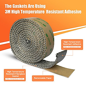 Stove Gasket Tape, Self Adhesive Flat Gasket for Stoves and Fireplaces, 1" Width 72" Length, High Temperature Fiberglass Flat Gasket Tape