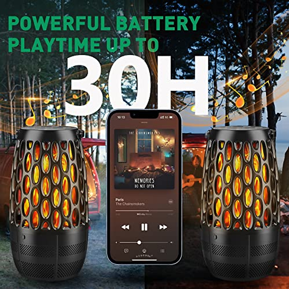 MOFOKEAY Outdoor Bluetooth Speakers Waterproof - 2 Pack Wireless Torch Atmosphere Speakers with Stake & Hook, Sync Up to 100 Speakers, BT 5.3 Portable Speaker for Patio Camp Party, Gifts for Men Women