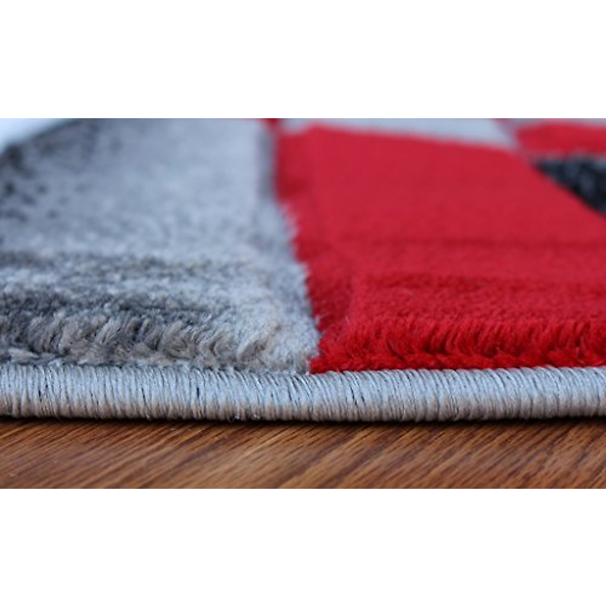 Masada Rugs, Sophia Collection Hand Carved Area Rug Modern Contemporary Red White Grey Black (8 Feet X 8 Feet) Round