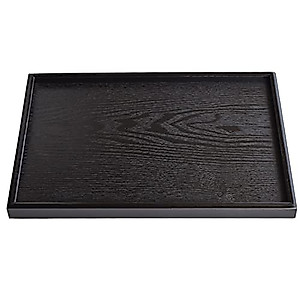 22 x 18 Inches Extra Large Solid Wood Serving Tray Tea Coffee Table Tray Snack Food Meals Serving Plate Kitchen Party Bar Server Breakfast Tray with Raised Edges Black Ottoman Tray Rectangle