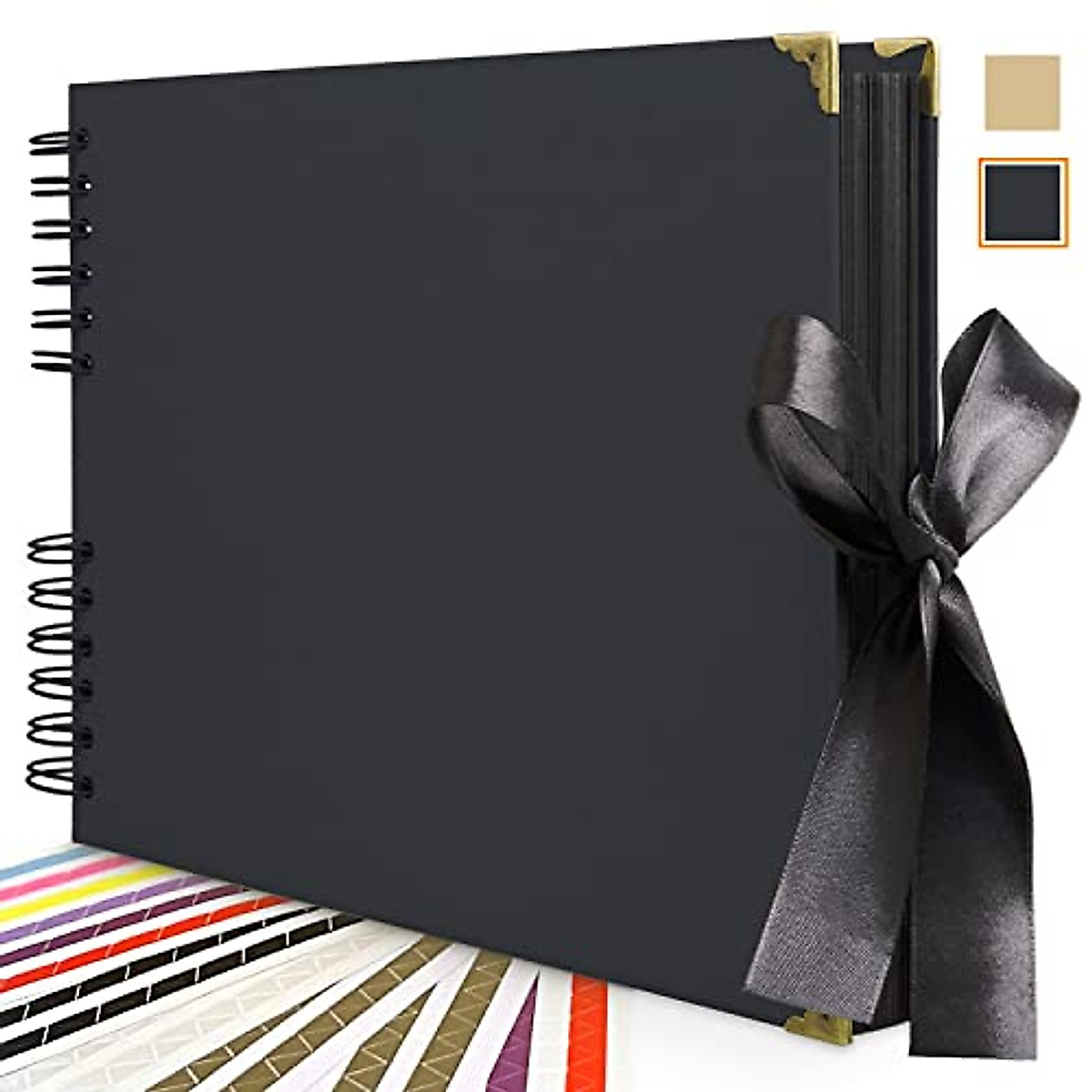 Photo Album Scrapbook 100 Pages(8.3x11.6in) Personalized, Hardcover Black Page Scrapbook Journals Blank Handmade Memory Book