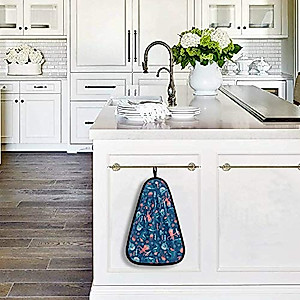 visesunny Shark Octopus Cartoon Animal Hand Towel for Kitchen Bathroom Decor Soft Absorbent Cotton Dish Towel with Hanging Loop Botton Cleaning and Drying Washcloth