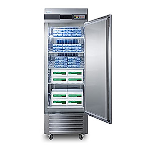 AccuCold AFS23ML 28 Pharmacy Freezer With 23 Cu. Ft. Capacity Forced Air Cooling Temperature Alarm LED Control Panel And Self-Closing Door In Stainless Steel