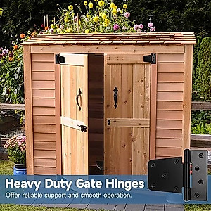 Heavy Duty Gate Hinges, 4 Pack 3.5 Inches Shed Door Hinges with 36 Screws, Rustproof Metal Square Shed Barn Door Hinges, Self-Closing Spring Gate Hinges for Wooden Fences