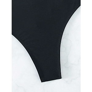 SOLY HUX Women's Criss Cross Cut Out Back Bikini Bottoms Swimsuit Beachwear Plain Black S