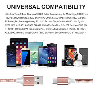 USB C Cable,3/3/6/6/10FT 5pack Charging Cable USB C 3.1A Fast Charging Cable Nylon Long USB Type C Cable for Samsung Galaxy S22 Ultra S21 S20 S10 S9 S8 Plus,Redmi,Sony Google Pixel
