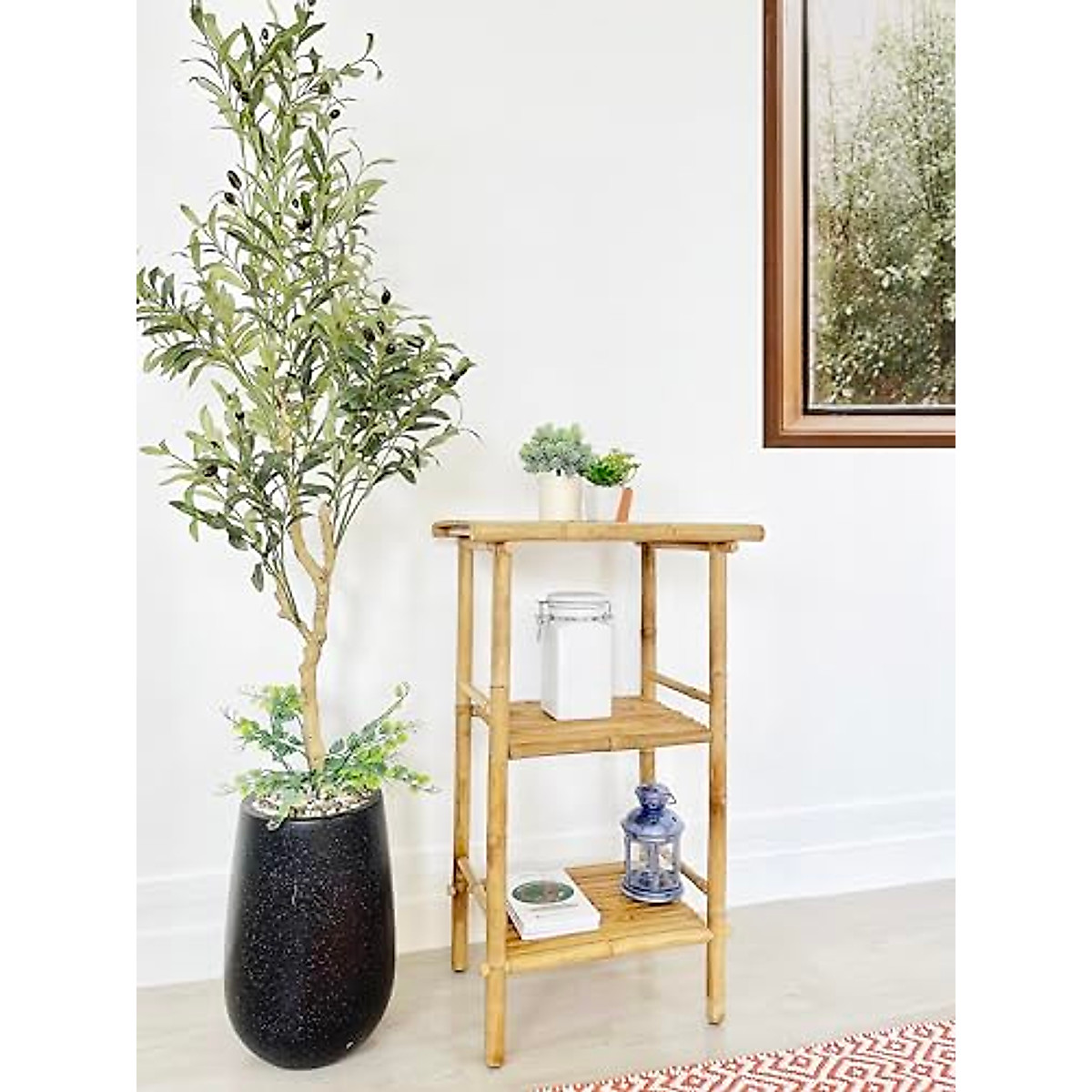 ZEW Handcrafted 3-Tier Bamboo Free Standing Storage Bookcase Shelf