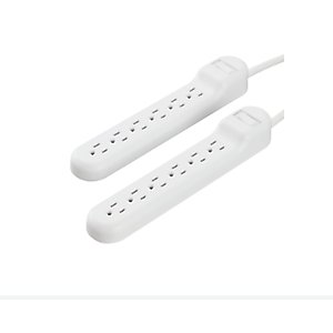 Power Strip 6 Outlet Surge Protector 2-Pack White with Power Cord by Onn
