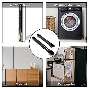 Adjustable Heavy Appliance Sliders Mover, Heavy Duty Appliance Base Rollers Stand for Refrigerator, Dishwashers, Washing Machine, Dryers, Furniture Dolly Mobile Roller with Brake and Lifter (Black)