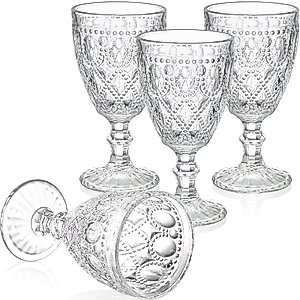 Yesland 4 Pack Classic Goblet Party Glasses - 12 Oz Goblet Trestle Glassware Wine Glasses Goblets - Beverage Stemmed Glass Cups for Wine, Soda, Juice in Dinner Parties, Bars, Restaurants