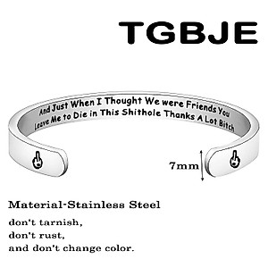 TGBJE Coworker Leaving Gift Going Away Gift Shithole Thanks A Lot Bitch Keychain Goodbye Gift For Her (bitch bracelet)