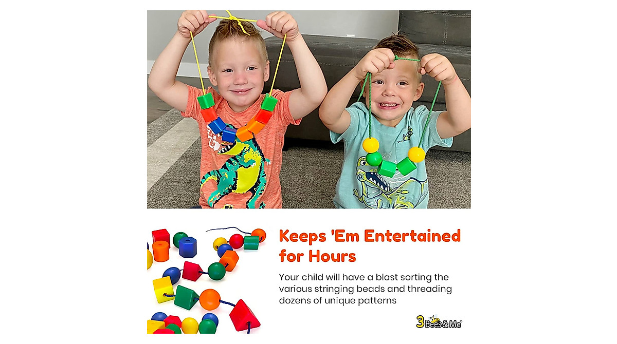 3 Bees & Me Jumbo Lacing Beads - Fun & Educational