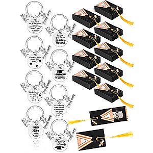 Taiyin 16 Pcs Class of 2024 Graduation Keychains Graduation Gifts Inspirational Graduation Keychains Stainless Steel Key Ring Appreciation Gift Ideas with Gift Box for Students