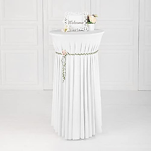 Round cocktail table skirt, white table cloth for highboy table, round tablecloth, spandex fitted table covers for 24 in tables, small corner table cover for high top party or wedding table