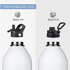 Kerilyn 87oz Vacuum Insulated Jug, 2/3 Gallon Stainless Steel Water Bottle with Straw, 2 Lids, Leak-Proof and Sweat-Proof, Double Walled, Keeps Drinks Hot&Cold for Hours, Great for Travel, White