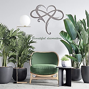 Infinity Heart Metal Wall Decor, Unique Infinity Heart Wall Decor Love Sign Plaque Steel Art Geometric Bedroom Ornaments Cut Out for Home, Wedding Decor (15.7x13.7in, Silver)