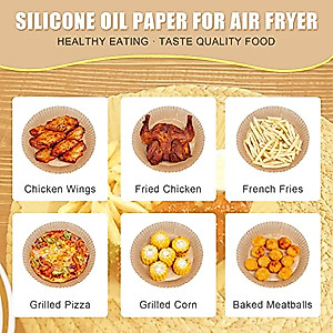 FGSAEOR Air Fryer Paper Liners, Airfryer Parchment Baking Liners, Non-stick Disposable Paper Liner, Cookers Basket for Oven, Microwave, Air Fryer Pan Roasting Accessories (6.3 IN-50PCS, Natural)
