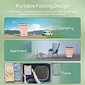 ZLDYPINK Portable Washing Machine,15L Mini Washer, Upgraded Motor Foldable Washer Machine Blue Light Cleaning Small Washer for Underwear, Baby Clothe, Apartment, RV, Travel, Camping (Pink)