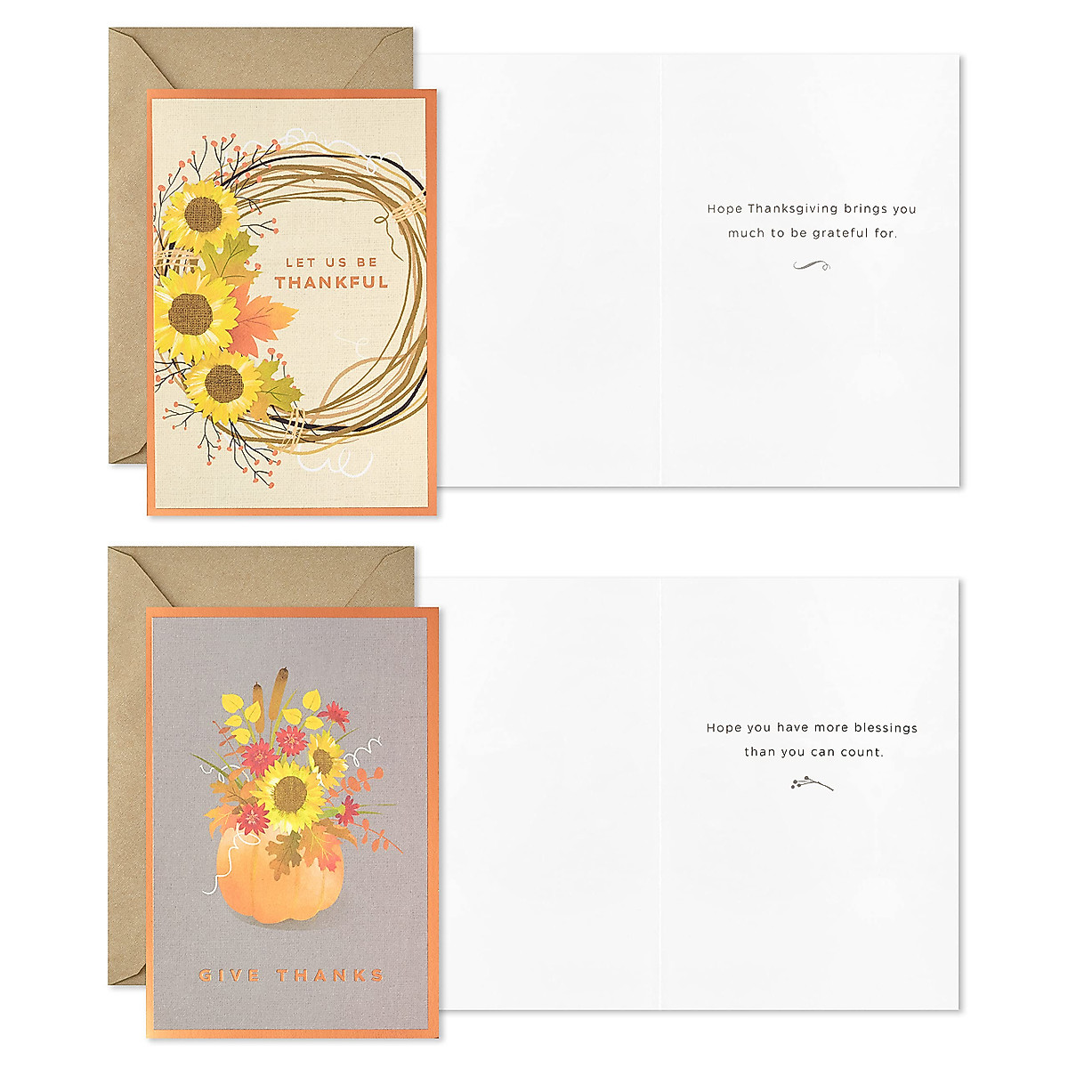 Hallmark Thanksgiving Cards Assortment, Thankful (36 Assorted Cards with Envelopes)