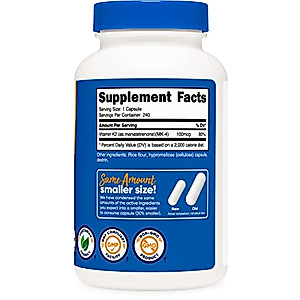Nutricost Vitamin K2 (MK4) 240 Capsules (100mcg) - Gluten Free and Non-GMO