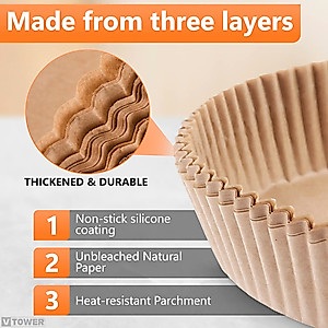 100Pcs Air Fryer Parchment Paper Liners - 6.3 Inch Non Stick Air Fryer Liners Disposable Baking Supplies Roasting Pan Liners for Air Fryer Accessories - Parchment Paper for Air Fryer Liner for Oven