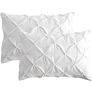 Queen Pillow Shams Set of 2 Pinch Pleated White Pillow Shams Queen 20X30 Pillow Cover/Cases 1000 TC 100% Egyptian Cotton Hotel Class Bedding Pinch Pleated Queen Size Decorative Pillow Shams Set