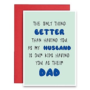 Serviky Sweet Father’s Day Card from Wife, Lovely Best Dad Father’s Day Card for Husband, Novelty Birthday Card for Him