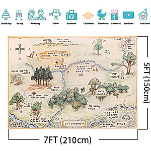 Alltten 7x5FT 100 Acre Woods Bear Backdrop Children Baby Shower Cartoon Photography Background Baby Shower Photo Booth Studio Props Boys Girls Happy Birthday Party Banner Decoration F13