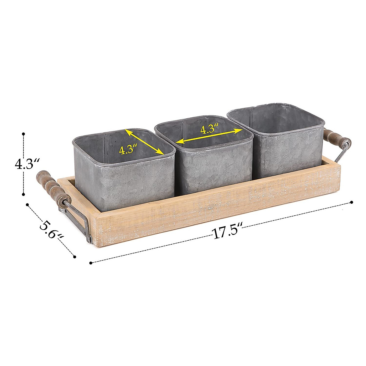 NIKKY HOME Farmhouse 3 Compartment Galvanized Flatware Cutlery Caddy Kitchen Countertop Silverware Holder for Spoons, Knives, Forks - Silver