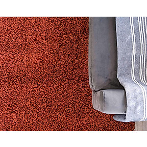 Unique Loom Solo Solid Shag Collection Modern Plush Terracotta Area Rug (12' x 15')