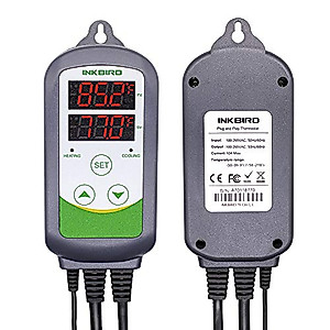 Inkbird ITC-308 Digital Temperature Controller 2-Stage Outlet Thermostat Heating and Cooling Mode Carboy Homebrew Fermenter Greenhouse Terrarium 110V 10A 1100W