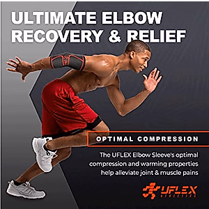UFlex Elbow Compression Sleeve for Women & Men- Brace for Injury Recovery, Tendonitis, Bursitis, Weightlifting, Golf, Tennis, Basketball- Single Wrap