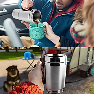 12V/24V 300ml Car Heating Bottle 304 Stainless Steel Electric Cup In-Car Travel Heating Cup for Heating Water Coffee Milk Tea in Travel (24V)