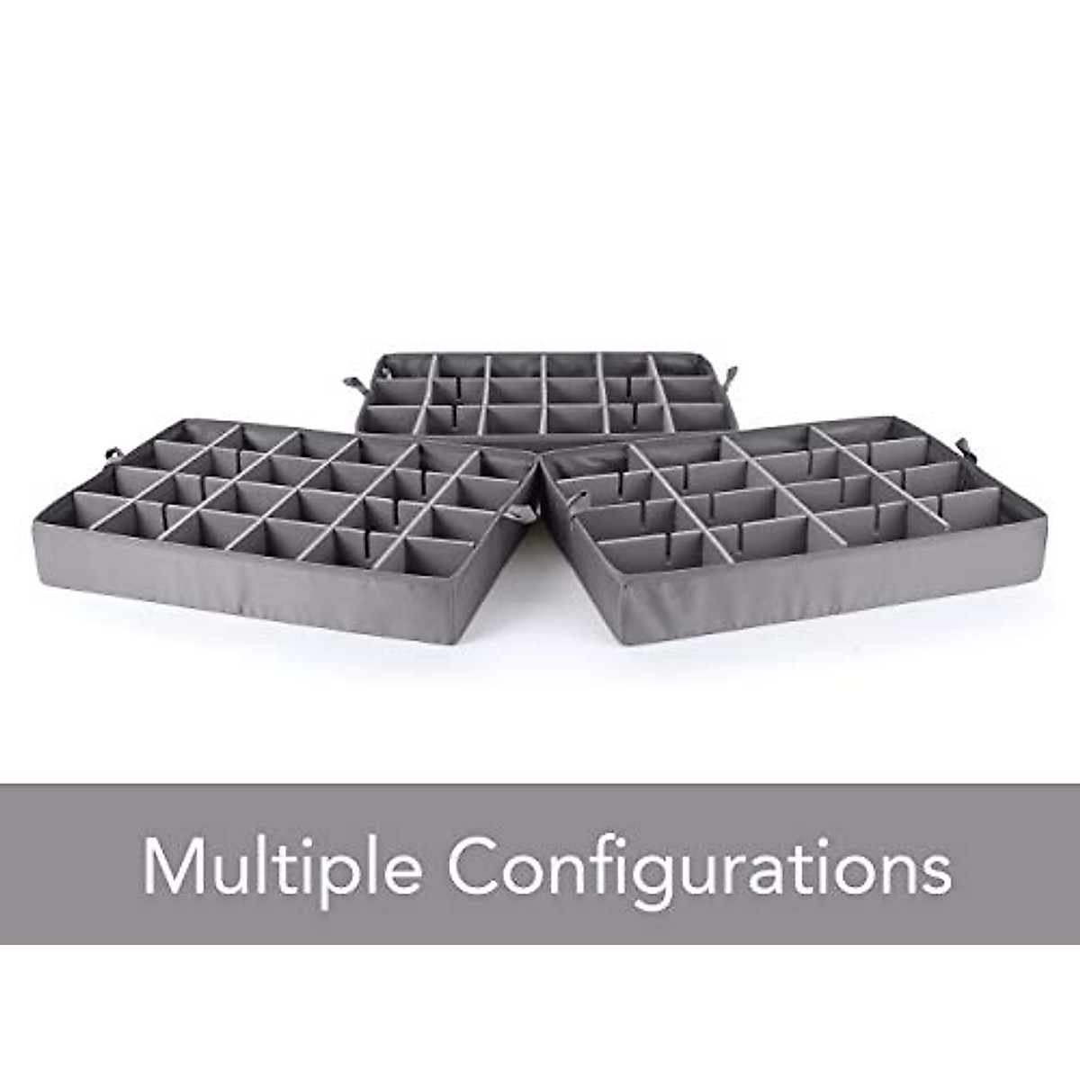 Covermates Keepsakes - Adjustable Zip-Top Storage Box - Configurable FlexGrid Compartments - Heavy Duty Polyester- Reinforced Handles - Stackable Design - Indoor Storage-Graphite