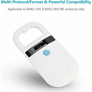 Animal Chip ID Scanner Dog Microchip Reader with OLED Display Screen Supports FDX-B（ISO11784/11785） and EMID Microchips