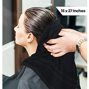 Utopia Towels Cotton Bleach Proof Salon Towels (16x27 inches) - Bleach Safe Gym Hand Towel (24 Pack, Black)