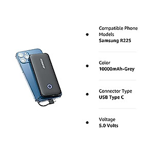 Portable Phone Charger Power Bank 10000mAh, Alongza Portable Charger Built in Cable USB Battery Pack, Slim External Backup Battery Charger with Cable, Travel Charger Compatible with iPhone and Android
