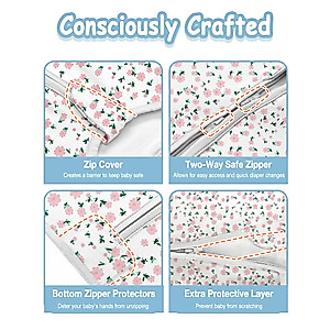 TOTBASIC Baby Sleep Sack 2-Pack, Light & Soft Unisex-Baby Wearable Blanket, 2-Way Safe Zippers Sleepsack for Babies 0-3-6-12-18-24 Months 0.5 TOG