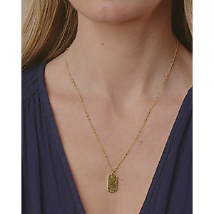 gorjana Women's Griffin Dog Tag Charm Hammered Pendant Necklace, 18K Gold Plated, 19 inch Chain