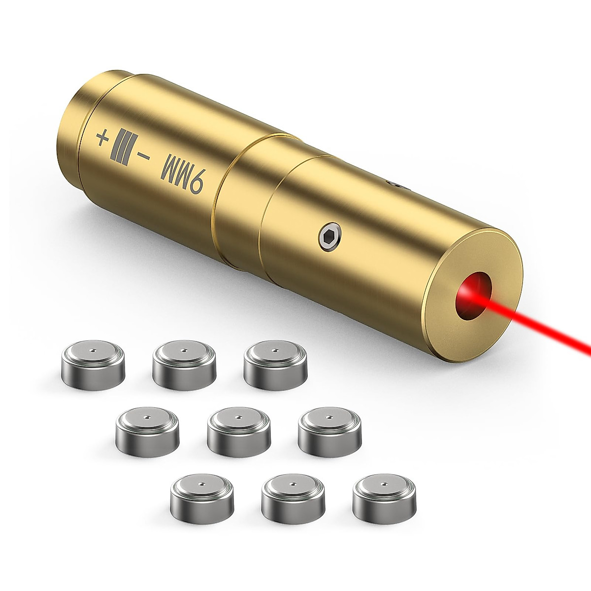 Feyachi Bore Sight 9mm Red Dot Laser Zeroing Bore Sighter Pistol Laser Boresighter with 3 Sets of Batteries