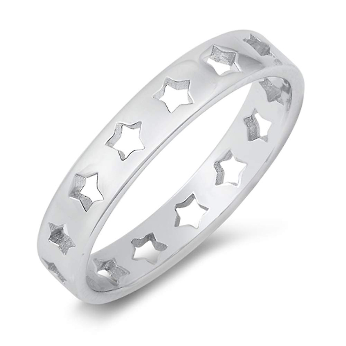 Simple Cutout Star Ring New .925 Sterling Silver Band Size 9