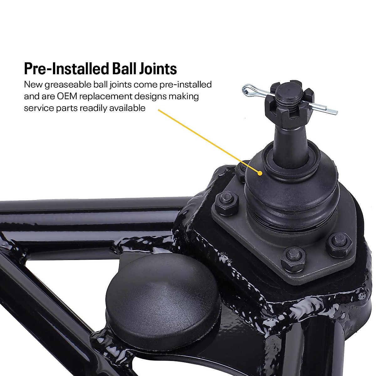 1970-81 Camaro Upper and Lower Tubular Control Arms, Black, Set