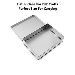 Ulifestar Metal Empty Boxes, Tin Boxes with Lid,Small Silver Tin Boxes,Stackable Organizer Containers,4PCS Storage Tin for Home Outdoor Active Storage Containers