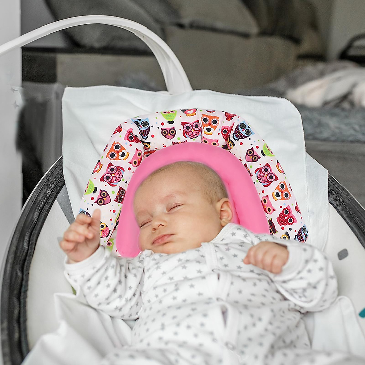 KAKIBLIN Toddler Head Support for Car Seat, Infant Car Seat Insert, Baby Soft Neck and Body Support Pillow for Carseat, Pink