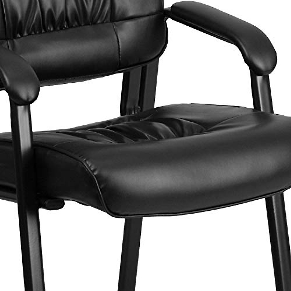 Flash Furniture Black LeatherSoft Executive Side Reception Chair with Black Metal Frame