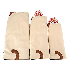 COOLSKY Golf Head Cover Lucky Cat for Driver Fairway Wood Hybrid Cartoon Animal Design Pattern Synthetic Leather Headcover Set (3PCS)