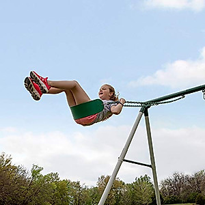 Backyard Discover Big Brutus Metal Swing Set, 10 Ft Tall, 2 Belt Swings, Trapeze Bar, Heavy Duty, Thick, Powder Coated Steel, Weather Resistant, Easy to Assemble