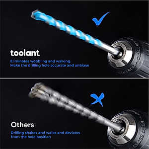 toolant 5/32" Concrete Drill Bit Set & Masonry Drill Bit Set, Shockproof Hex Shank Hammer Drill Bit Set for Glass/Brick/Plastic/Cement/Tile, Industrial Strength Carbide Drill Bit Tip 1/4" Box of 10